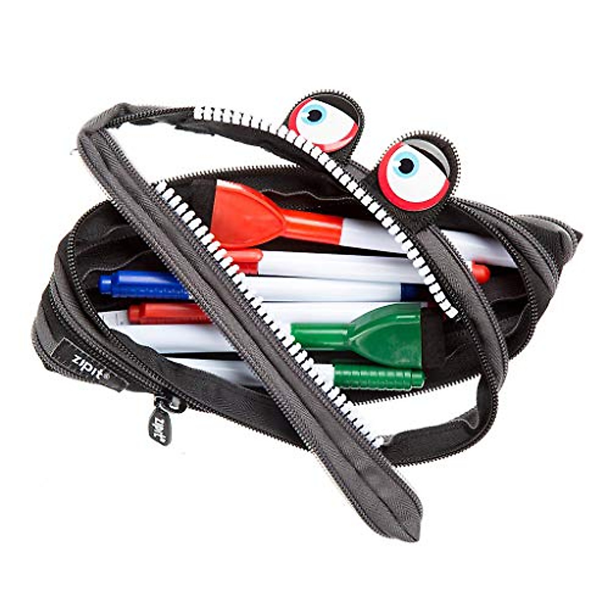 ZIPIT Wildlings Pencil Case for Kids | Pencil Pouch for School, College and Office | Pencil Bag for Boys & Girls (Black)