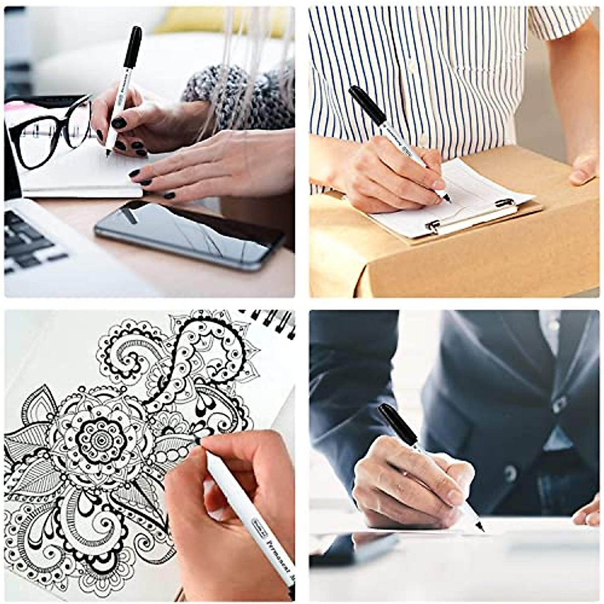 Permanent Marker,Shuttle Art 30 Pack Ultra Fine Point Black Permanent Marker set, Works on Plastic,Wood,Stone,Metal and Glass for Doodling, Marking