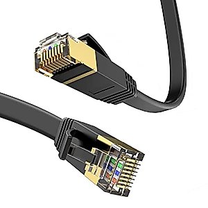 LEKVKM Cat 6 Ethernet Cable 50 ft High Speed RJ45 Internet Cable for Outdoor & Indoor Support CAT6 Network Solid Slim Flat Black Computer LAN for PC