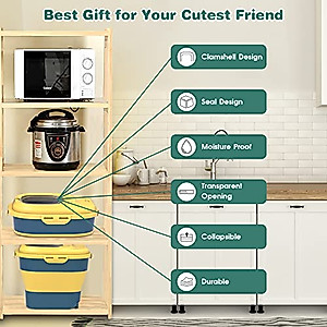 Collapsible Dog Food Storage Container, Dog Food Container 30 LB, Airtight Pet Food Storage Container with Folding Bowl, Measuring Cup, Scoop & Wheels, 50 Lb Kitchen Food Storage Bin for Dog Treats