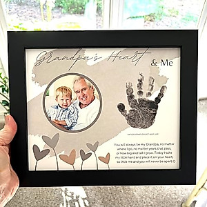 Baby Child Keepsake Handprint Frame for Grandpa with Poetry - Loving Gift for Grandfather for Christmas, Father's Day- Made in USA