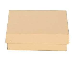 SSWBasics Cotton Filled Kraft Two Piece Jewelry Gift Boxes - 3½” x 3½” x 1" (Case of 100) - Made from 100% Recycled Material - Perfect for Compacts or Large Jewelry