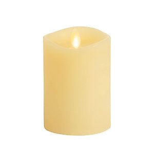 Luminara Realistic Artificial Moving Flame Pillar Candle - Moving Flame LED Battery Operated Lights - Unscented - Remote Ready - Remote Sold Separately - Ivory - 3" x 4.5"