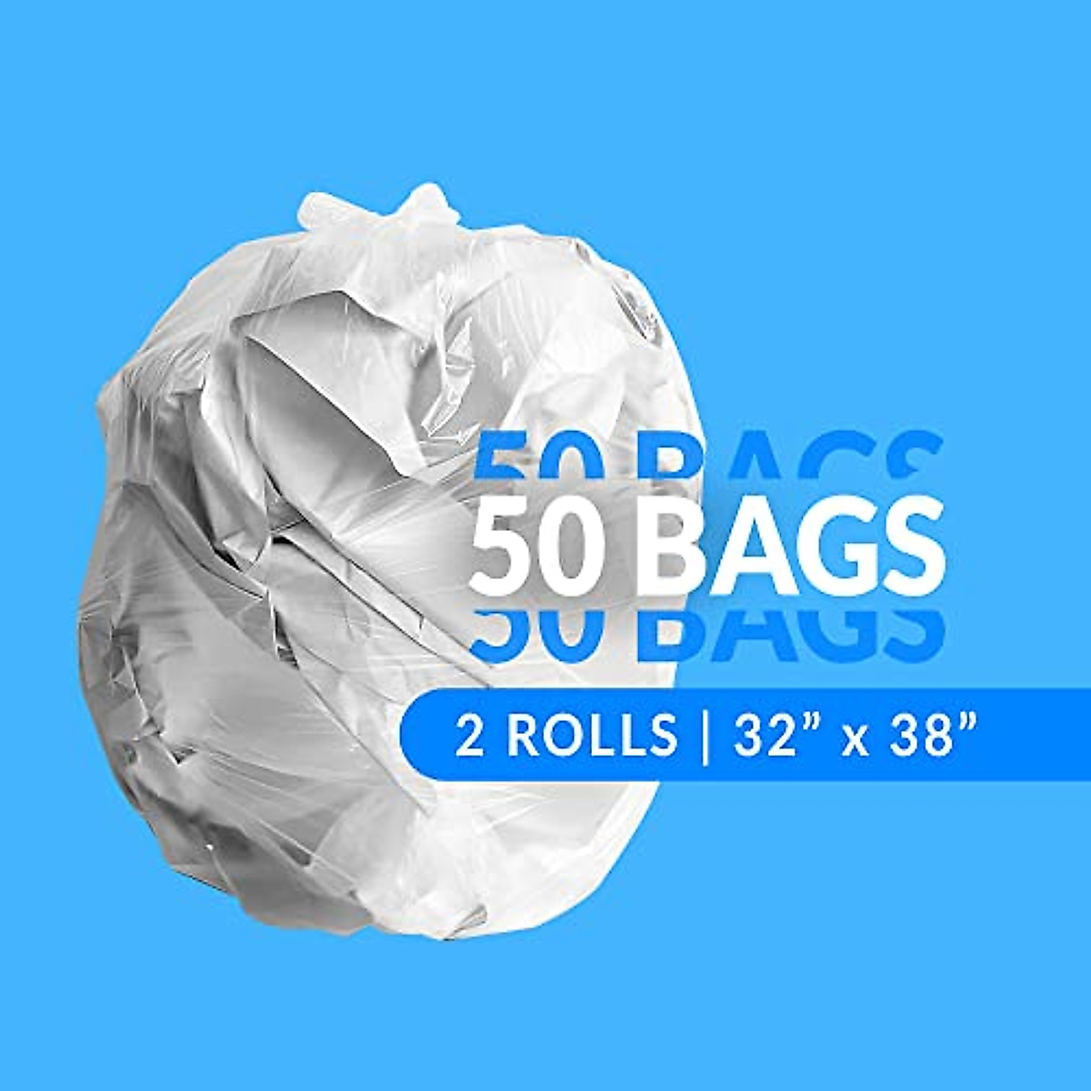 [Made in USA] Reli. 33 Gallon Trash Bags (50 Bags) | Clear Trash Bags | Recycling Bags | Plastic Trash Bags 30+ Gallon (32 Gal - 33 Gal) | Large Garbage Bags/Can Liners, Heavy Duty 33 Gal | SuperValue