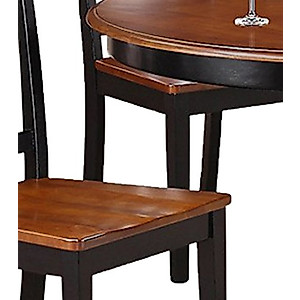 East-West Furniture AVAT7-BLK-W 7-Piece Dining Table Set - 6 Kitchen Chairs with Wooden Seat - A Beautiful Butterfly leaf Kitchen Table (Black & Cherry Finish)