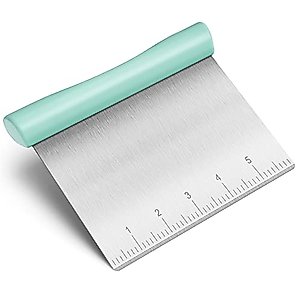 Rainspire Bench Scraper, Stainless Steel Dough Scraper, Pastry Scraper, Pizza and Dough Cutter Multi-Purpose Scraper/Chopper, Pizza Cutter Food Chopper Baking Supplies Kitchen Gadgets, Mint Green