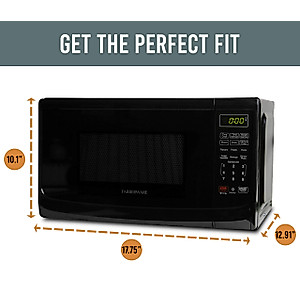 BLACK+DECKER BCRK17B Compact Refrigerator Energy Star Single Door Mini Fridge with Freezer, 1.7 Cubic Feet, Black & Farberware Countertop Microwave 700 Watts, 0.7 cu ft - Microwave Oven With LED