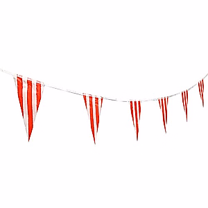 100 Feet Red & White Striped Pennant Banner Flags String 60 PCS Indoor/Outdoor Triangle Bunting Flags,Party Decorations Supplies for Carnival Circus,Kids Birthday,Festival Celebration