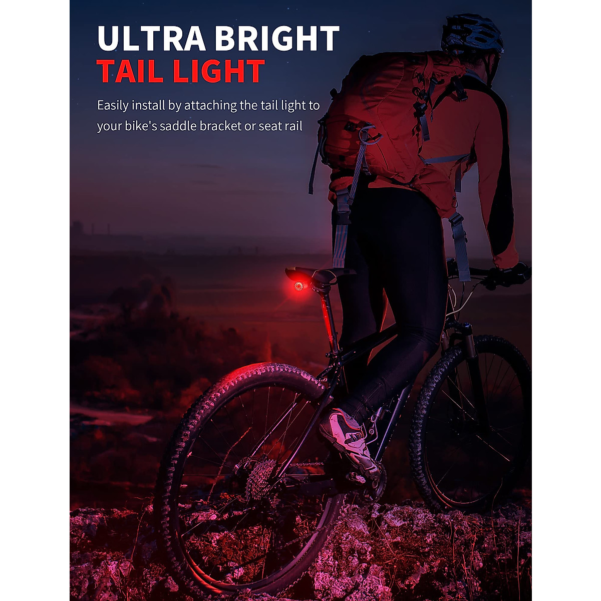 Smart Bike Tail Light with Automatic Brake Detection, USB Rechargeable, Ultra Bright LED Taillight for Night Riding and Bicycle Safety, Waterproof Back Taillights for Road Cycling