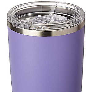 PURPLE 20OZ Perfect Size INSULATED DRINK MUG TUMBLER & SPILL PROOF LID - WINE BEER COFFEE TEA & Much More HOT for up to 6 Hours or cold for 24 HOURS - FREE Silicone Straw & Straw Cleaning Brush -
