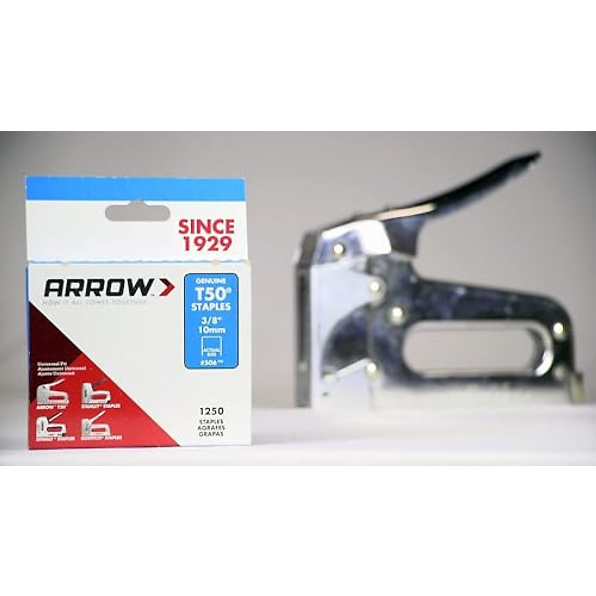 Arrow 506 Heavy Duty T50 3/8-Inch Leg Length, 3/8-Inch Crown, Staples for Upholstery, Construction, Furniture, Crafts, 1250-Pack