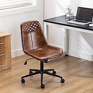 Duhome Modern PU Leather Office Chair Desk Chair Swivel Computer Chair Yellowish-Brown