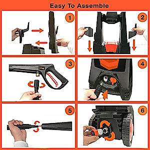 PowRyte Electric Pressure Washer with Hose Reel, Foam Cannon, 4 Different Pressure Tips, Power Washer, 3800 PSI 2.4 GPM