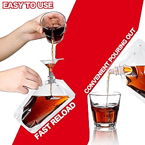 UrDee 20 Pcs Drinking Flasks, Drink Pouches for Adults Cruise Liquor Flask Kit for Travel with Funnel Concealable and Reusable Rum Runner Juice Travel Plastic Liquor Bags for Sneak Drink