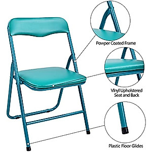 Elevon Pack of 2 Steel Frame Metal Foam Padded Folding Chairs for Kids, Green/Red