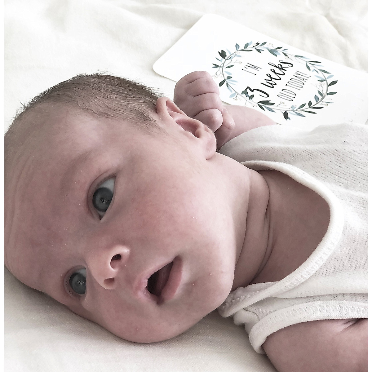 CoCreative Design Newborn Baby First Year Progress Report Cards (Set of 26) - Unique Shower Prop Gift with Cute Sayings and Floral Wreath Prints - Perfect for New Moms and Parents