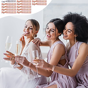 12 Pcs Wedding Bachelorette Hair Ties Party Supplies Bridesmaid Scrunchies Hair Tie with Cards to Have and to Hold Your Hair Back Bride Bridesmaid for Bridal Shower (Pink, White)