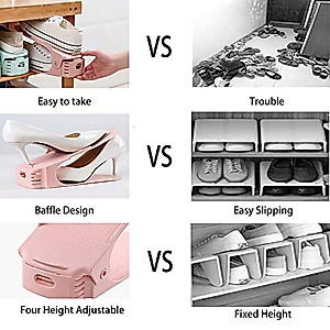 RISETEX Shoe Slots Organizer 12 Pack,Adjustable Shoe Stacker Space Saver, Double Deck Shoe Rack Holder Shoe Stack for Closet Organization,organizadores de zapatos,White (12, White)