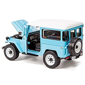 All Star Toys Toyota Land Cruiser FJ40 Sky Blue with Custom Off-Road Wheels 1/24 Diecast Model by Motormax 79323 Exclusive FJ Cruiser J40