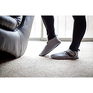 Snook-Ease Mary Jane Style Heated Slippers - Thick Warm Winter Feet Warmers with Microwavable Heatable Inserts – Heated Slippers Foot Heater for Cold feet – Heated Foot Warmers (Grey, Women 6-10)