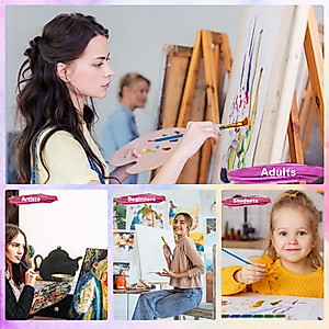 Paint Brushes Set, 20 Pcs Paint Brushes for Acrylic Painting, Oil Watercolor Acrylic Paint Brush, Angled Paintbrushes for Body Face Rock Canvas, Kids Adult Drawing Arts Crafts Supplies, Pink+Black