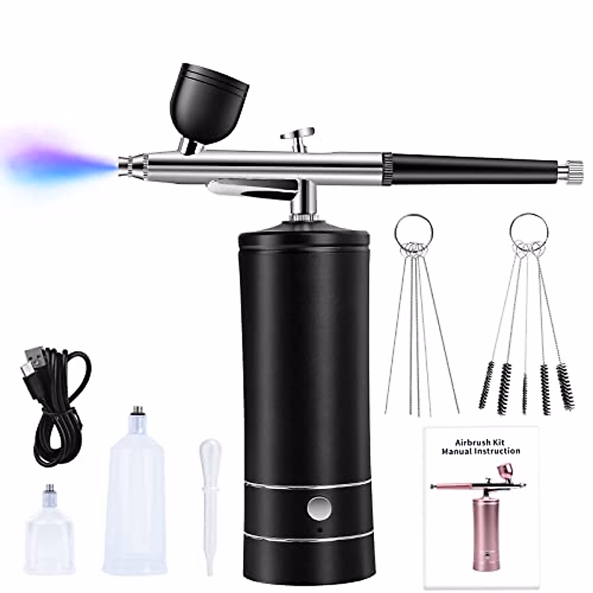 Airbrush Kit Rechargeable Cordless Airbrush Compressor, 30PSI High Pressure,Portable Handheld Airbrush Gun, Airbrush Set Wireless Air Brush for Model Painting,Makeup,Barber, Nail Art