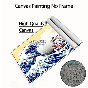 PINKNORDIC Anime Poster Wano Country Oda's Art Ukiyo-e Canvas Painting Luffy Zoro Nami Wall Art for Living Room Decor Boy Gift,12x16inch