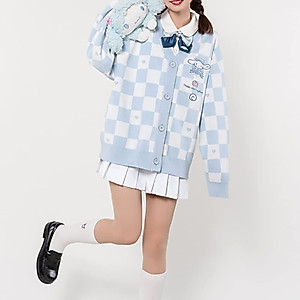Women's Japan Cute Cardigan Sweater Kawaii JK Uniform Cardigan Sweater Cosplay Sweater (Blue, L)