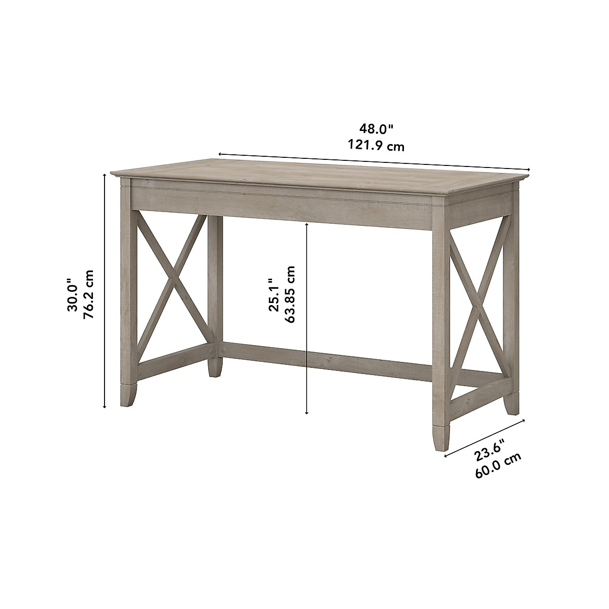 Bush Furniture Key West Writing Desk for Home Office in Washed Gray 48W Small Modern Farmhouse Table