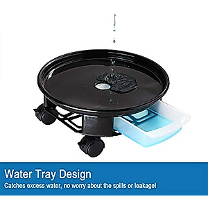 Yistao Plant Caddy with Wheels, 2 Pack 12 Inch Rolling Plant Stand, Heavy Duty Plant Dolly with Water Drawer, Round Planter Caddies with 4 Lockable Caster Wheels for Indoor Plants Outdoor, Black