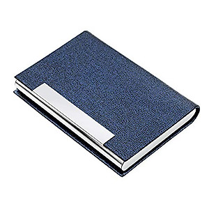 Padike Business Card Holder, Business Card Case Professional PU Leather & Stainless Steel Multi Card Case,Business Card Holder Wallet Credit Card ID Case/Holder for Men & Women. (Blue)