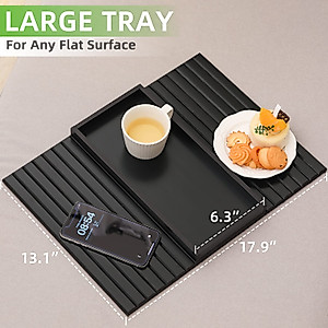 GEHE Sofa Arm Tray Bamboo Sofa Tray Table for Couch, Sofa Armrest Tray Table Anti-Slip Arm Table Clip On Tray Sofa Table, Couch Cup Holder for Snacks,Phone,Control,Cups,Flexible and Foldable
