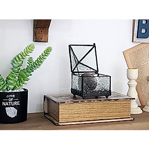 Funerom Vintage Glass Jewelry Box,Wedding Engagement Ring Dish DisplayTrinket Keepsake Box