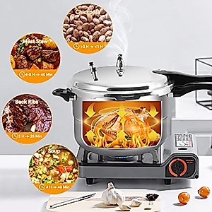 BreeRainz 16 Quart Pressure Cooker, 10 Psi Aluminum Pressure Canner w/Triple Valves & Auto Lock System, Steamer Rack Included