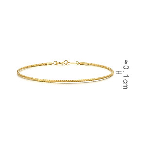 CHOW SANG SANG 18K Yellow Solid Gold Minimalist Simple Bangle for Women 92817K | 7 (Wrist Size:14.5-15.5 CM)