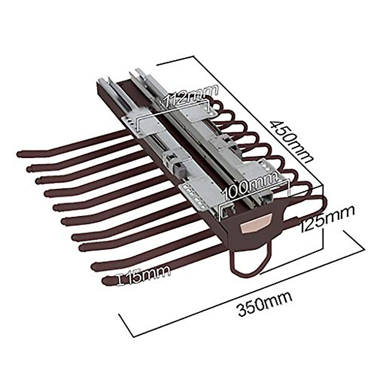 FKhanger Pull Out Pants Hanging Rack,10 Pairs Trousers Sliding Rack with Damper for Wardrobe,Tie Holder Hanging Rod-Brown