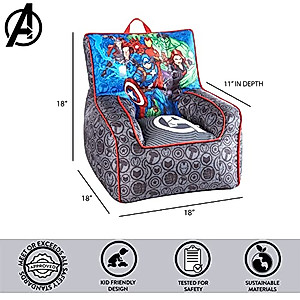 Idea Nuova Marvel Avengers Toddler Nylon Bean Bag Chair with Piping & Top Carry Handle, Large