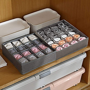 STYLIFING Bra Socks Underwear Organizer 3 Pack, Foldable Closet Organizer Drawer Soft Fabric Dresser Drawer Divider Bins for Bra Underwear Socks Ties Lingerie(Gray)