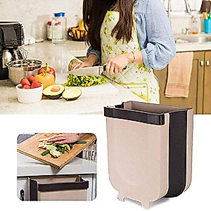 2pcs Hanging Trash Can for Kitchen Cabinet Door, Foldable Waste Bins Hanging Trash Holder for Bathroom Bedroom Office Car Portable Home Outdoor Garbage Can
