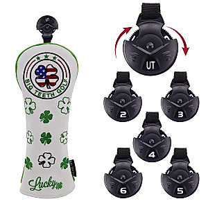 Golf Head Covers Driver Fairway UT Cover Putter Iron Cover Golf Club Protector Lucky Clover