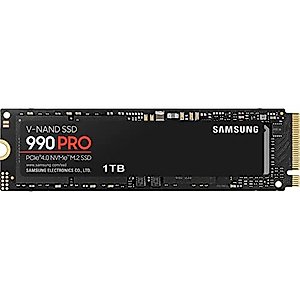 SAMSUNG 990 PRO SSD 1TB PCIe 4.0 M.2 Internal Solid State Drive, Fastest Speed for Gaming, Heat Control, Direct Storage and Memory Expansion for Video Editing, Heavy Graphics, MZ-V9P1T0B/AM