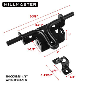 Hillmaster Slide Bolt Gate Latch for Wooden Fence Door Lock with Padlock Hole,Heavy Duty Sliding Bolt Gate Lock Door Latch Black Barrel Bolt Slide Latches Gate Hardware for Wood Vinyl Fenc Barn Shed