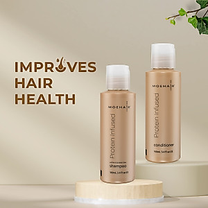 MOEHAIR Travel Protein Infused Shampoo and Conditioner set 3.4 Fl Oz For Dry, Frizzy and Chemically Treated Hair, Reduces Frizz and Dullness, Adds Shine (Combo_Protein_3.4 Fl Oz-101)