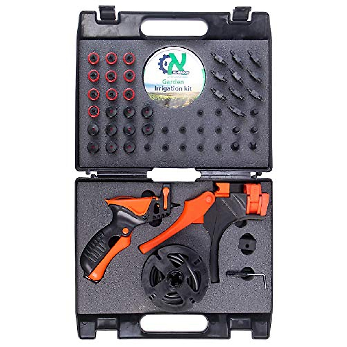 Al-Magor Garden Irrigation Kit: Complete Set for Installing, Inserting Sprinklers, Drippers in PE Tube Pipes with Tools, Plugs, Connectors, and Case