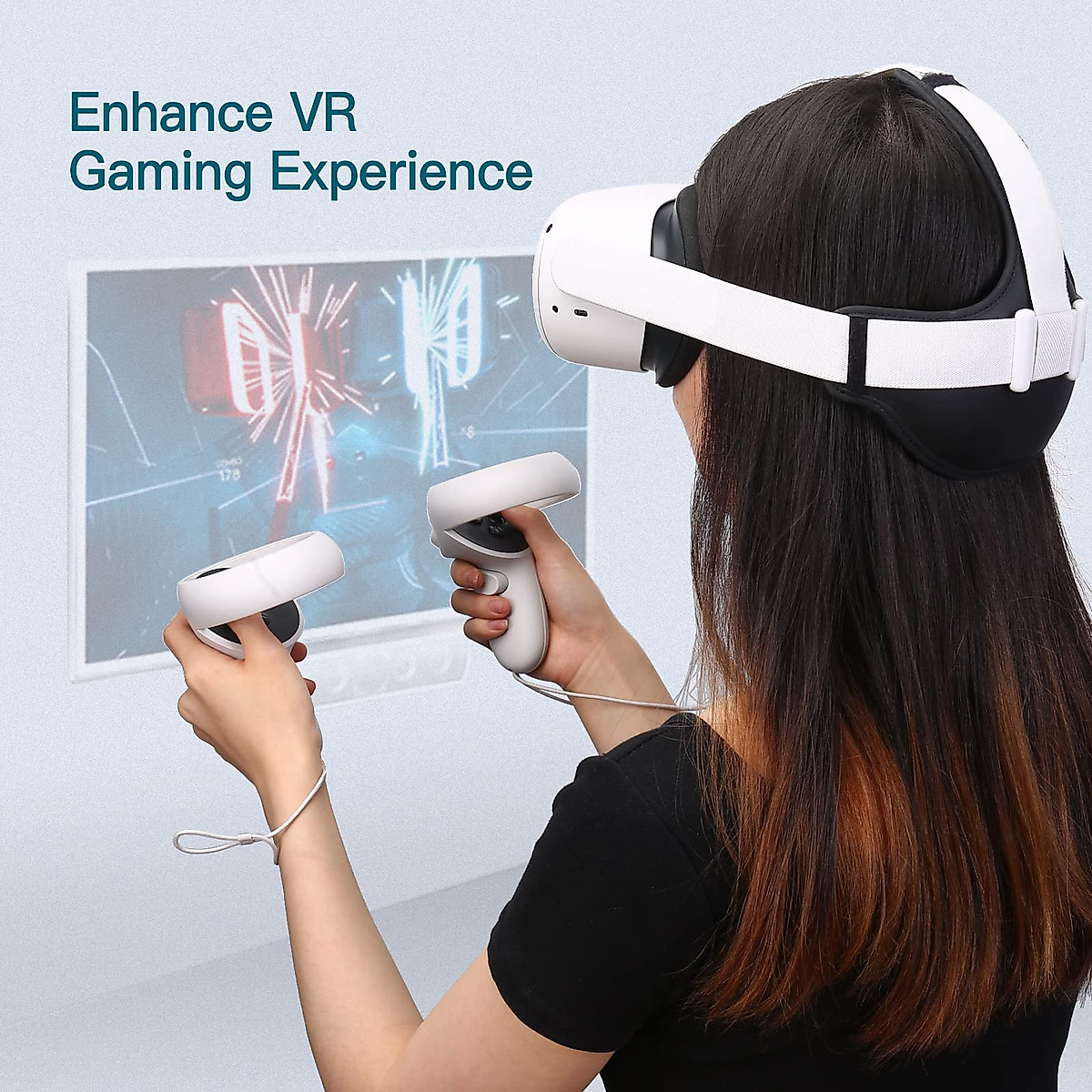 Smatree Head Cushion T-Shaped Compatible with Quest 2 Elite Strap, Balance Gravity Pressure, Soft PU Material Replacement Cushion Compatible for Quest 2 Headset(Only Head Cushion)