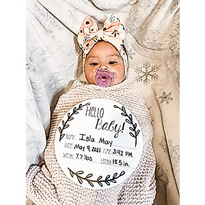 Nana's Little Angels Large Birth Announcement Sign 8 inch White “Hello Baby” Newborn Baby Name Announcement Wooden Sign with Black Paint Marker Baby Announcements for Hospital Pictures & Photo Prop…