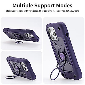 MARKILL Compatible with iPhone 14 Pro Max Case 6.7 Inch with Ring Stand, [Soft Silicone and Hard Plastic ] Heavy-Duty Military Grade Shockproof Phone Cover for iPhone 14 Pro Max. (Deep Purple)