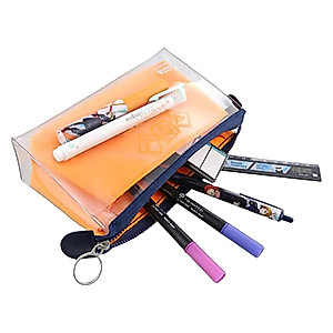 SUN-STAR Jujutsu Kaisen, Yuji Itadori, Gusset Clear Pouch mitte Large Capacity, for Pencil Case and Cosmetic Pouch, W7.5 x H3.9 x D2.4inch (19 x 10 x 6cm), Pattern A