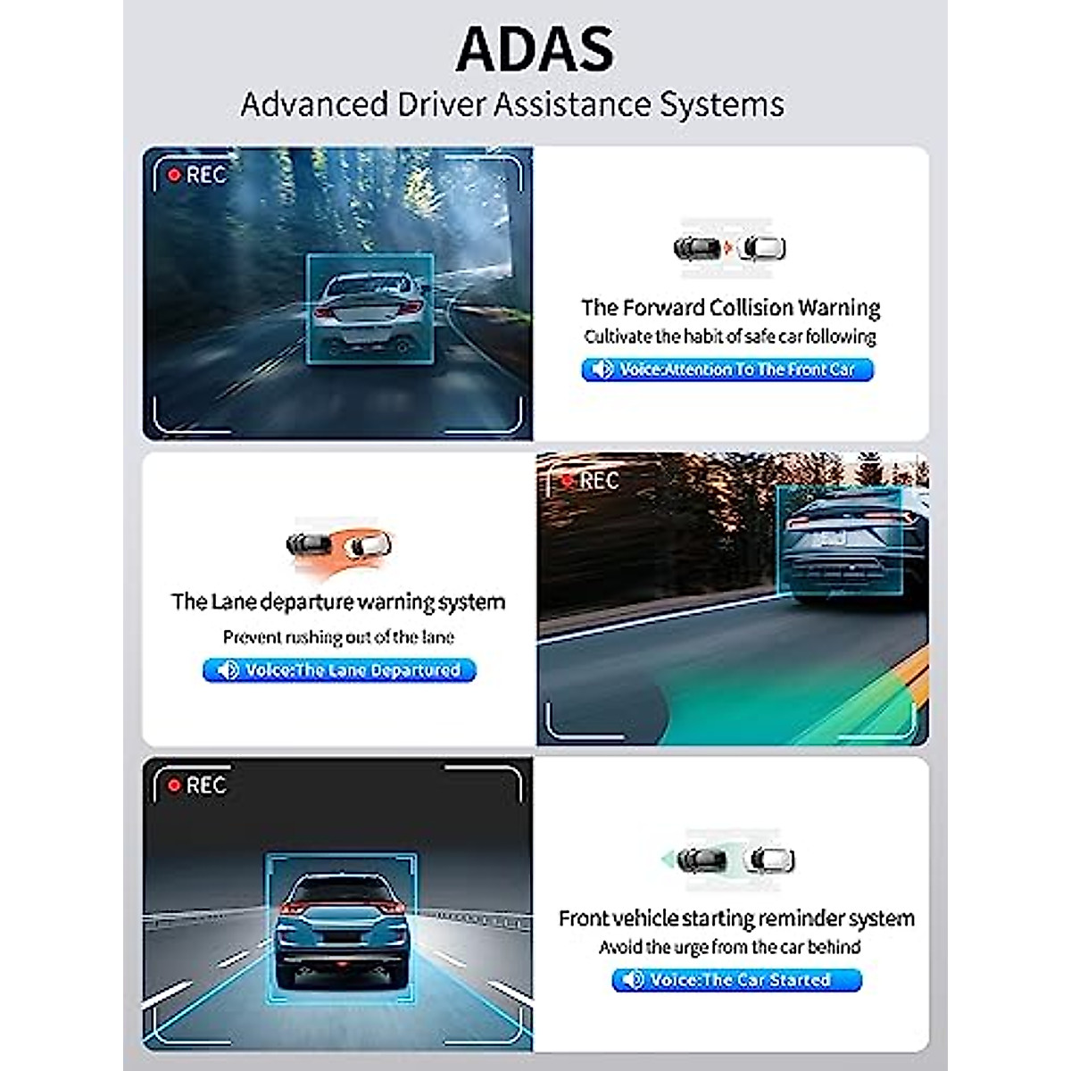 9.3" Portable Car Stereo with Adjustable 4K Dash Cam, ADAS, Wireless Apple Carplay and Android Auto, Touchscreen Handsfree Phone Mirroring