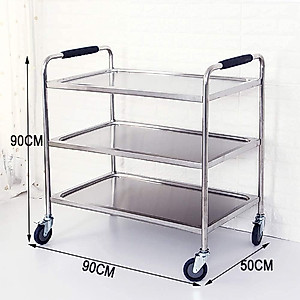 Medical Cart Household Utility Carts Trolley, Lab Cart Trolley On Wheels Tool 3 Tier Medical Equipment Cart with Brake Universal Wheel Hotel Dining Cart Beauty Salon SPA Rolling Trolley 90cm Hieght